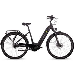 SAXONETTE &raquo;Quantum Plus&laquo; 8 Gang Shimano Nexus Schaltwerk Kettenschaltung Mittelmotor 250 W Pedelec, Elektrofahrrad f&uuml;r Damen u. Herren schwarz+schwarz