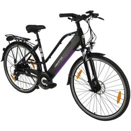 Maxtron Damen &raquo;MT 12&laquo; 8 Gang Shimano Altus Schaltwerk Kettenschaltung Heckmotor 250 W Pedelec, Elektrofahrrad f&uuml;r Damen u. Herren schwarz
