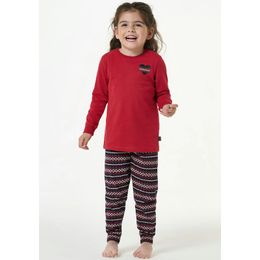 Schiesser Pyjama 2 Stk. tlg., mit kleinem Print vorn rot 104 104 Langer Mädchen-Schlafanzug von Schiesser
