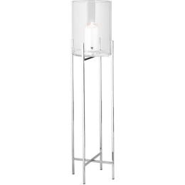 Fink Windlicht &raquo;ODEON&laquo; Kerzenhalter aus Edelstahl und Glas, &Oslash; ca. 25 cm silberfarben