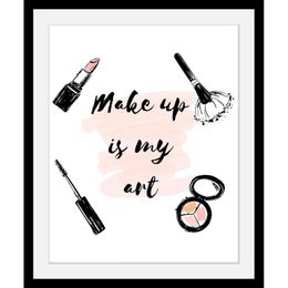 queence Bild »Make up« Fashion Frau Motivationsbilder Schriftzug Schwarz-Weiß HD Premium Poster-Druck inkl. Holzrahmen Farbe Rahmen:...