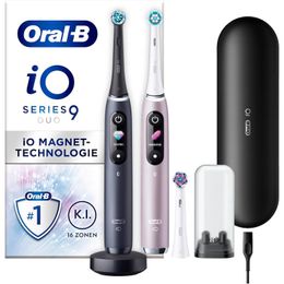 Oral-B Elektrische Zahnbürste »iO 9 Duopack« 3 Stk. Aufsteckbürsten mit Magnet-Technologie, 7 Putzmodi, Farbdisplay & Lade-Reiseetui black...