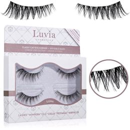 LUVIA COSMETICS Bandwimpern Natürliche Spitzen, flexibles Band, auch für Anfänger, mit Kleber. Luna schwarz Dicht & intensiv