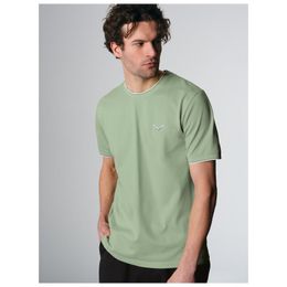TRIGEMA T-Shirt »T-Shirt in Piqué-Qualität« 1 Stk. tlg. green tea L L Gestickte TRIGEMA-Schwinge auf der Brust