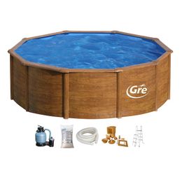 GRE Rundpool »PACIFIC in Holzoptik inkl. Zubehör« Höhe: 120 cm, in versch. Größen erhältlich braun Ø/B/H/L: 460 cm x Breite x Höhe 120 cm x Länge