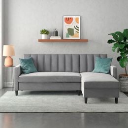 DOREL HOME Ecksofa »Celine, L-Form, « mit Bett-Funktion und Stauraum. Recamiere beidseitig montierbar grau