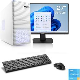 CSL PC-Komplettsystem »Speed V21111« 27 ′′ Intel Pentium Gold 16 GB RAM 1.000 GB SSD weiß Inkl. Maus, Tastatur, WLAN 300 MBit/s, USB 3.2 Gen1, 27"...