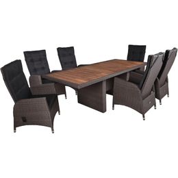 Garden Pleasure Garten-Essgruppe »BRAGA weidengrau Set 08« 7 Stk. tlg. schwarz/braun/grau + Obermaterial: 100% Polyester