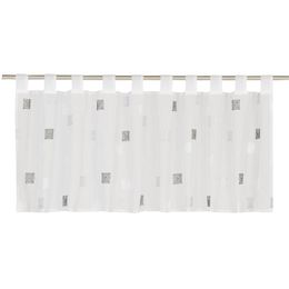 ELBERSDRUCKE Scheibengardine &raquo;Quadro&laquo; Schlaufen 1 Stk. tlg. offwhite/grau Obermaterial: 100% Polyester 48 cm