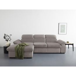 COTTA Ecksofa »Lola L-Form mit Kopfteilfunktion & Hocker« wahlweise mit Bettfunktion, Bettkasten & Armteilverstellung Dark Grey