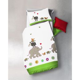 Fleuresse Kinderbettwäsche »Kids« 2 Stk. tlg. 100% Baumwolle grün-weiß Obermaterial: 100% Baumwolle B/L: 100 cm x 135 cm