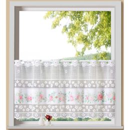 Weckbrodt-Gardinen WECKBRODT Scheibengardine &raquo;Rosen&laquo; Stangendurchzug 1 Stk. tlg. Bistro, Jacquard, floral, Bord&uuml;re, HxB 45x145cm, Gardine, Store wei&szlig;-ros&eacute;...