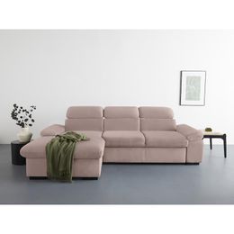 COTTA Ecksofa »Lola L-Form mit Kopfteilfunktion & Hocker« wahlweise mit Bettfunktion, Bettkasten & Armteilverstellung Mud