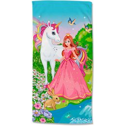 Good Morning Strandtuch &raquo;Fairytale&laquo; Mikrofaser, 75x150, Schnelltrocknend, Strand, Kind, M&auml;dchen, Einhorn bunt Microfaser, Obermaterial: 100% Polyester
