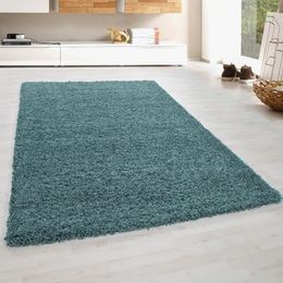 Bruno Banani Hochflor-Teppich »Shaggy Soft« rechteckig 30 mm Höhe gewebt, Uni Farben, besonders weich und kuschelig, Kundenliebling aquablau...
