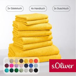 s.Oliver Handtuch Set »Premium Qualität, 600 gr/m²« Set 8 Stk. Walkfrottier 2 Gästetücher 30x50, 4 Handtücher 50x100, 2 Duschtücher 70x140 gelb...