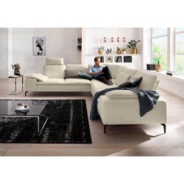 W.Schillig Ecksofa &raquo;valentinoo, Designsofa, elegant und bequem, L-Form&laquo; mit Sitztiefenverstellung, Breite 318 cm grau Longlife Xtra-Leder Z59: 