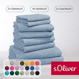 s.Oliver Handtuch Set »Premium Qualität, 600 gr/m²« Set 8 Stk. Walkfrottier 2 Gästetücher 30x50, 4 Handtücher 50x100, 2 Duschtücher 70x140 hellblau...