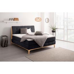 OTTO products Boxspringbett &raquo;Jelle&laquo; 5 Stk. tlg. zertifizierte, recycelte Bezugsstoffe, verschiedene Ausf&uuml;hrungen schwarz Polyester