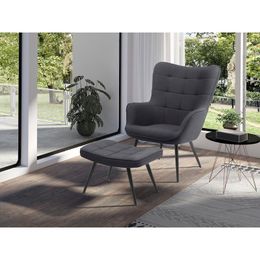 ByLiving Sessel &raquo;Uta&laquo; 1 Stk. tlg. wahlweise mit oder ohne Hocker, in Cord, Samt oder Webstoff grau 100% Polyester