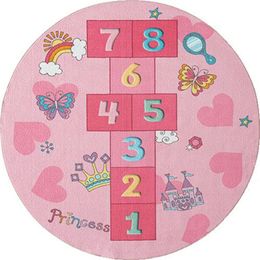 the carpet Teppich &raquo;Happy Life round&laquo; rund 4 mm H&ouml;he Life Kinderzimmer Teppich Spielteppich pflegeleicht Pink Obermaterial: 100% Polyester &Oslash; 160 cm...