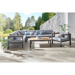 Timbers Gartenlounge-Set »Boston« 5 Stk. tlg. holzfarben + anthrazit Obermaterial: 100% Polyester. Füllung: 100% PVC