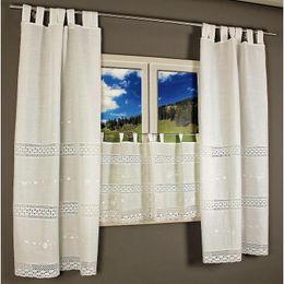 HOSSNER - ART OF HOME DECO Gardine &raquo;Drachensee&laquo; Schlaufen 1 Stk. tlg. m. Spitze creme Obermaterial: 100% Polyester 150 cm
