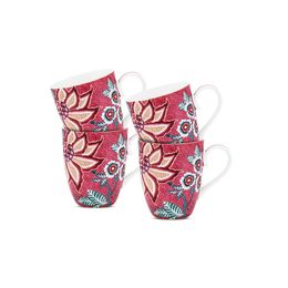 PIP Studio Becher »Flower Festival« Kaffeetassen im 4er Set, Blumenfest, 350 ml rosa