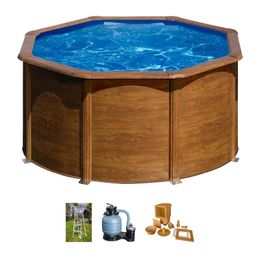 GRE Rundpool »PACIFIC in Holzoptik inkl. Zubehör« Höhe: 120 cm, in versch. Größen erhältlich braun Ø/B/H/L: 240 cm x Breite x Höhe 120 cm x Länge