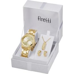 Firetti Quarzuhr Armbanduhr, Damenuhr, Glassteine, ideal auch als Geschenk goldfarben Aparte Damenarmbanduhr