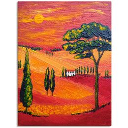 Artland Leinwandbild »Irgendwo in der Toskana/Toscana« Sonnenaufgang & -untergang 1 Stk. tlg. auf Keilrahmen gespannt Farbe Bild(er): rot
