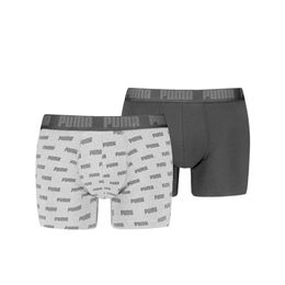Puma Boxer Packung, 2er-Pack, mit Allover Druck grau-meliert-bedruckt, schwarz S S Unterhose von Puma