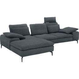 W.Schillig Ecksofa »valentinoo, Designsofa, bequem, elegant und zeitlos, L-Form« inklusive Hocker, mit Sitztiefenverstellung, Breite 299 cm marine R66