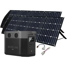 EcoFlow Solaranlage &raquo;Delta Max 1600 + 2 x 180W FSP-2 Offgridtec Faltbares Solarmodul&laquo; Plug and play schwarz 4-seitig aufgebaut