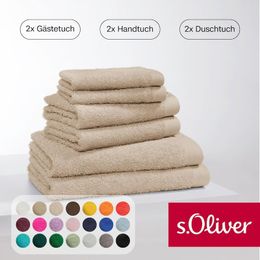 s.Oliver Handtuch Set »Premium Qualität, 600 gr/m²« Set 6 Stk. Walkfrottier 2 Gästetücher 30x50, 2 Handtücher 50x100, 2 Duschtücher 70x140 beige...