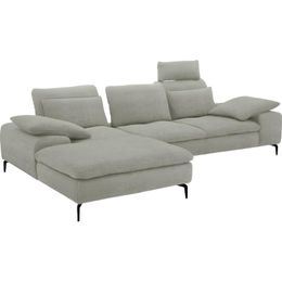 W.Schillig Ecksofa »valentinoo, Designsofa, bequem, elegant und zeitlos, L-Form« inklusive Hocker, mit Sitztiefenverstellung, Breite 299 cm stone R66