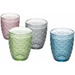 VILLA D'ESTE Gläser-Set »Deco« Wassergläser-Set, 4-teilig, Inhalt 240 ml grün/hellblau/rosa