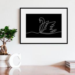 queence Bild »Alessa« Kunst Modern Schwanen Bilder Schwarz-Weiß 1 Stk. tlg. HD Premium Poster-Druck inkl. Holzrahmen Farbe Rahmen: schwarz +...