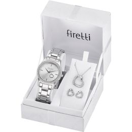 Firetti Quarzuhr Armbanduhr, Damenuhr, Glassteine, ideal auch als Geschenk silberfarben Aparte Damenarmbanduhr