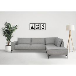 Places of Style Ecksofa »Polsterecke Oland, Struktur, Flachgewebe, Luxus-Microfaser, Boucle« L-Form, 289 cm, Wellenunterfederung, Skandi-Design,...