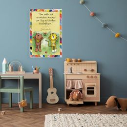LuckyLinde Leinwandbild &raquo;Der kleine B&auml;r und der kleine Tiger - JANOSCH Zitat&laquo; 1 Stk. tlg. Exklusive JANOSCH Kindermotive bunt Canvas, Holzrahmen