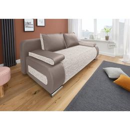 Collection AB Schlafsofa »Moritz« mit Bettfunktion und Bettkasten, komfortabler Federkern elefant/weiß