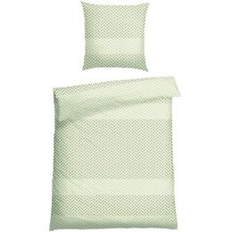 Schiesser Bettwäsche »Maribel aus weicher Baumwolle mit unaufgeregtem Fischgrätmuster« 2 Stk. tlg. MADE IN GREEN by OEKO-TEX Grün Obermaterial:...