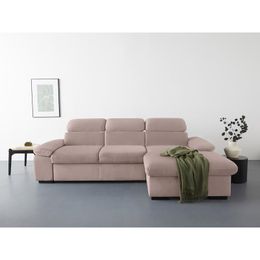 COTTA Ecksofa »Lola L-Form mit Kopfteilfunktion & Hocker« wahlweise mit Bettfunktion, Bettkasten & Armteilverstellung Mud