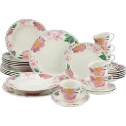 Creatable Kombiservice »Geschirr-Set Rose« Service, Premium-Porzellan, Made in Europe, 30 Teile, für 6 Personen natur/bunt