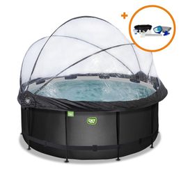 EXIT Framepool »»Black Leather Pool«« mit Sandfilterpumpe und Abdeckung und Zubehörset - schwarz Schwarz Ø/B/H/L: 380 cm x Breite x Höhe 295 cm x...