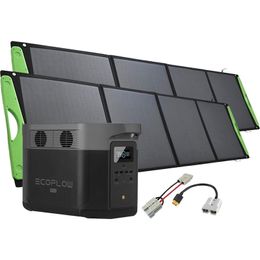 EcoFlow Solaranlage &raquo;Delta Max 1600 + 2 x 200W Offgridtec Hardcover Solartasche&laquo; Plug and play schwarz 4-seitig aufgebaut