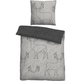 Biberna Wendebettw&auml;sche &raquo;Kylie in Gr. 135x200 oder 155x220 cm&laquo; 2 Stk. tlg. Flanell kuschelig warm im Winter, Bettw&auml;sche mit Hirschen, Weihnachten...