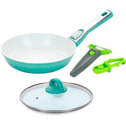 Genius Pfannen-Set »Cerafit Revolution Pfanne Ø 24 cm inkl. Börner Multi Peeler« Set, Pfanne, Ø 24 cm, aquagrün, Börner Multi peeler 3er-Set, grün,...