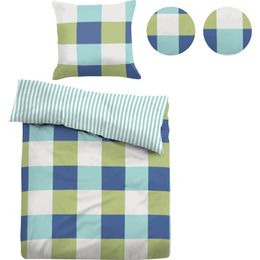 Tom Tailor HOME Wendebettwäsche »Jonna« 2 Stk. tlg. im sportlichen Karo-Streifen Design caribbean blue Obermaterial: 100% Baumwolle B/L: 155 cm x...